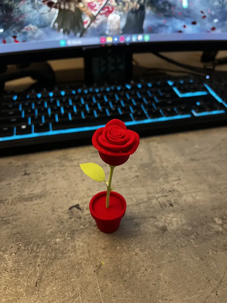 Valentine Rose - Cute Mini Rose 3D Print - Free 3D Print Model - MakerWorld