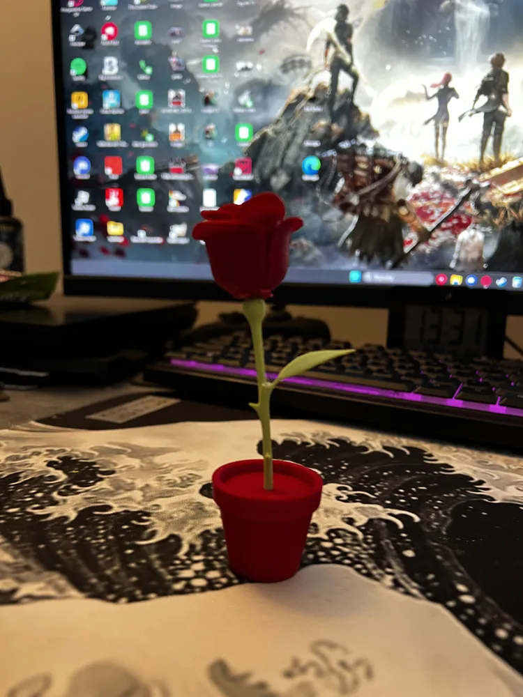 Valentine Rose - Cute Mini Rose 3D Print - Free 3D Print Model - MakerWorld