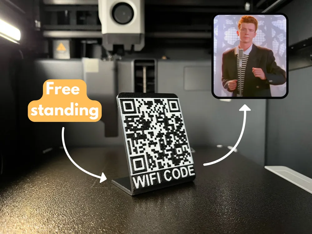 Wifi QR code (Rickroll) by VarthDader MakerWorld: Download Free 3D Models