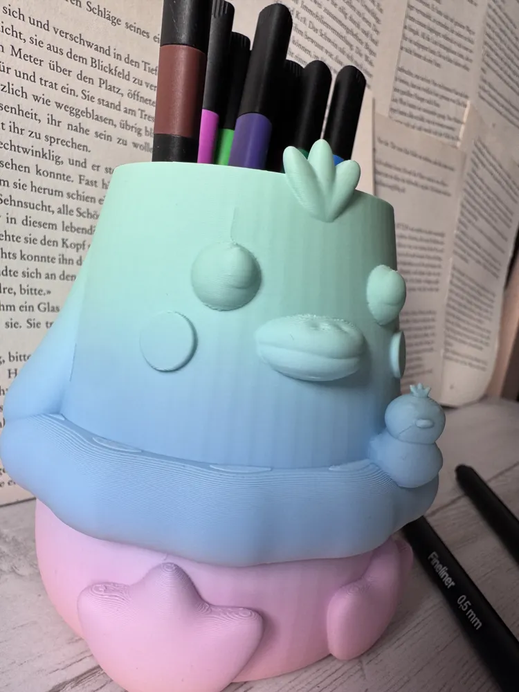 Pen Holder "Butter the Duck" – organizer - Free 3D Print Model - MakerWorld