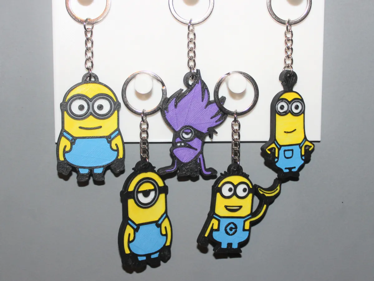 Minions keychain set of 5 - Free 3D Print Model - MakerWorld