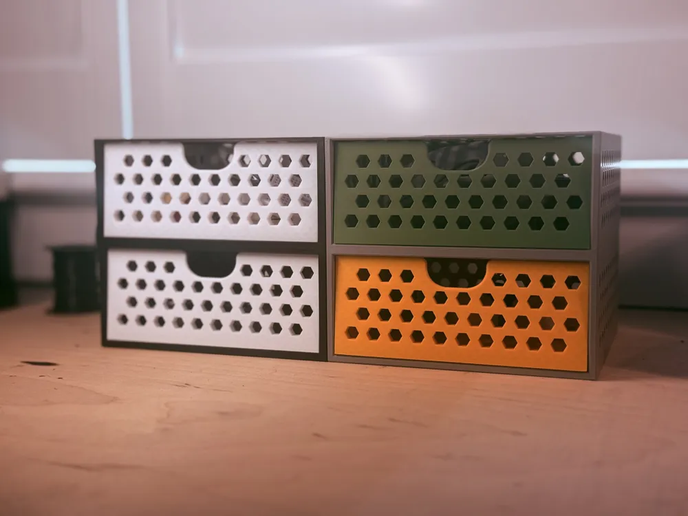 Hexagonal Sliding Storage -- Stackable! - Free 3D Print Model - MakerWorld