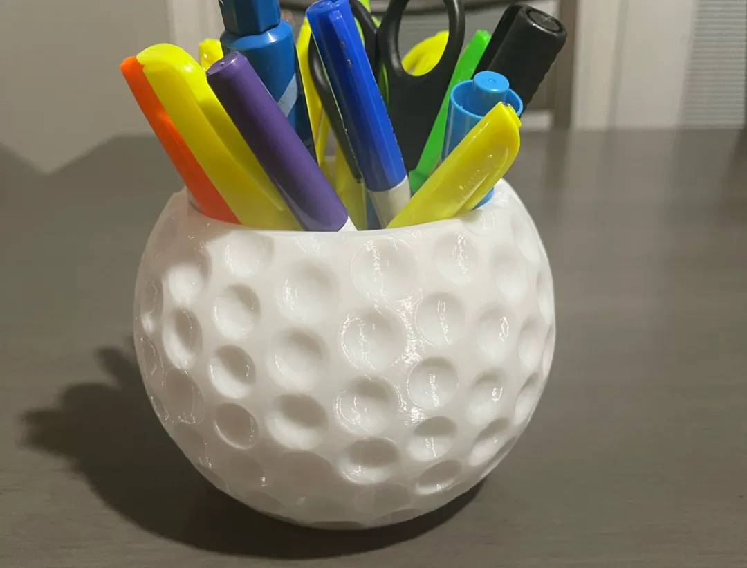 Golf Ball Pen Holder / Desk Organizer by Jesse MakerWorld: Download Free 3D Models