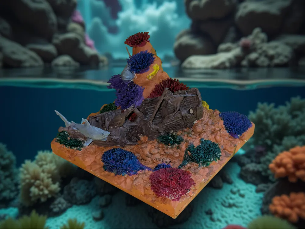 Diorama "Shipwreck with Sharks" - Free 3D Print Model - MakerWorld