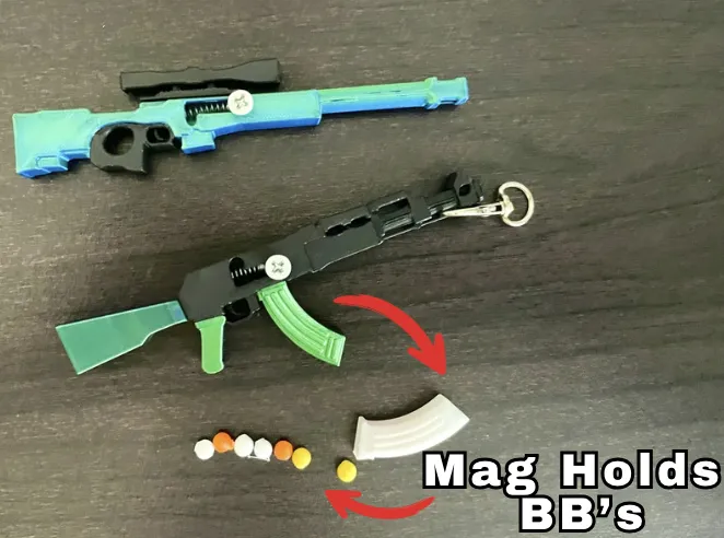 AK47 Keychain FUNCTIONAL BB Blaster Gun - Free 3D Print Model - MakerWorld