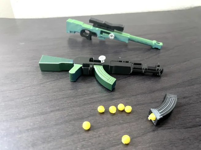 AK47 Keychain FUNCTIONAL BB Blaster Gun - Free 3D Print Model - MakerWorld