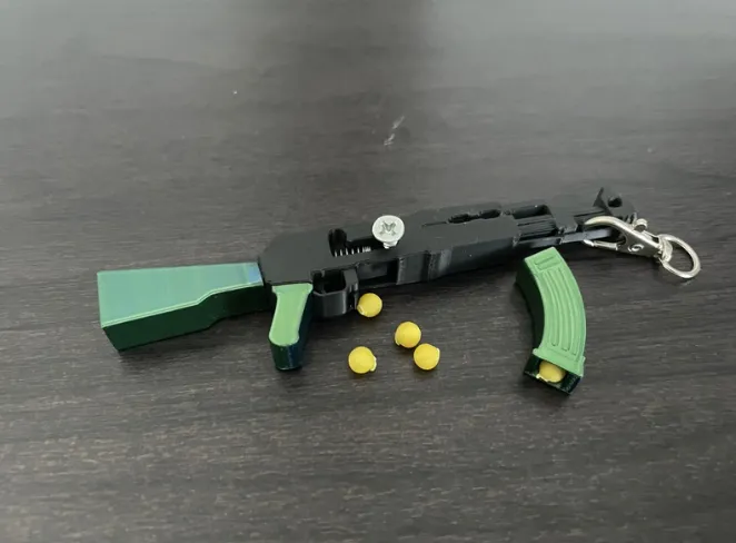 AK47 Keychain FUNCTIONAL BB Blaster Gun - Free 3D Print Model - MakerWorld