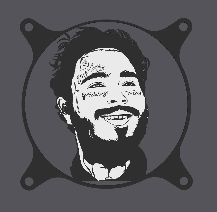 120mm Post Malone PC Fan Cover - Free 3D Print Model - MakerWorld