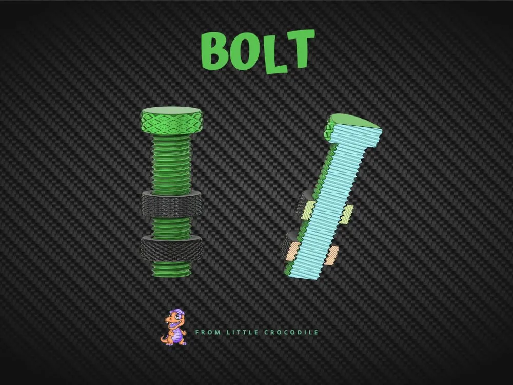 Bolt with various textures by Little Crocodile - MakerWorld