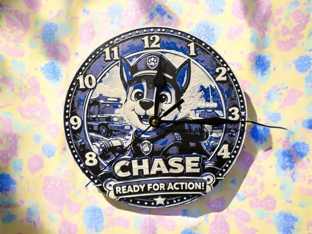 Paw Patrol CHASE Inspired Wall Clock - Free 3D Print Model - MakerWorld