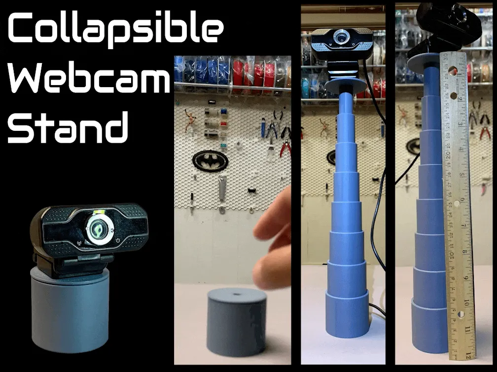 Collapsible Webcam Stand | Telescoping | Lockable - Free 3D Print Model ...