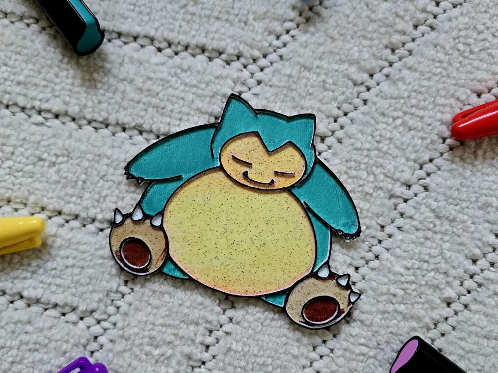 Snorlax Pokemon Coloring Color Sheet Plate Fun - Free 3D Print Model ...