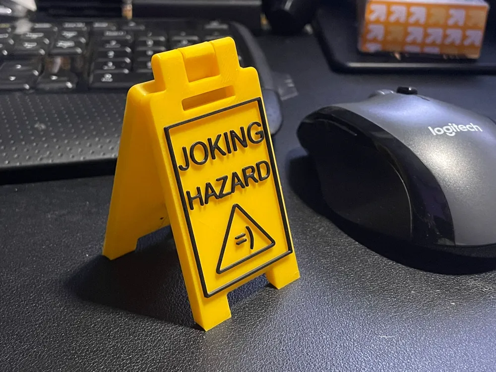 Mini Joking Hazard sign (Wet Floor Dry Humor) by TeslaDIY - MakerWorld