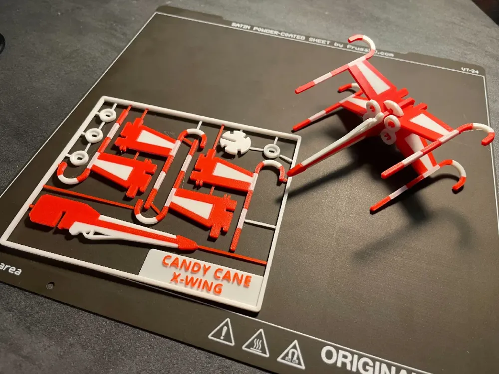 Candy Cane X-Wing Kit Card Christmas Ornament by Jacob Prints - MakerWorld