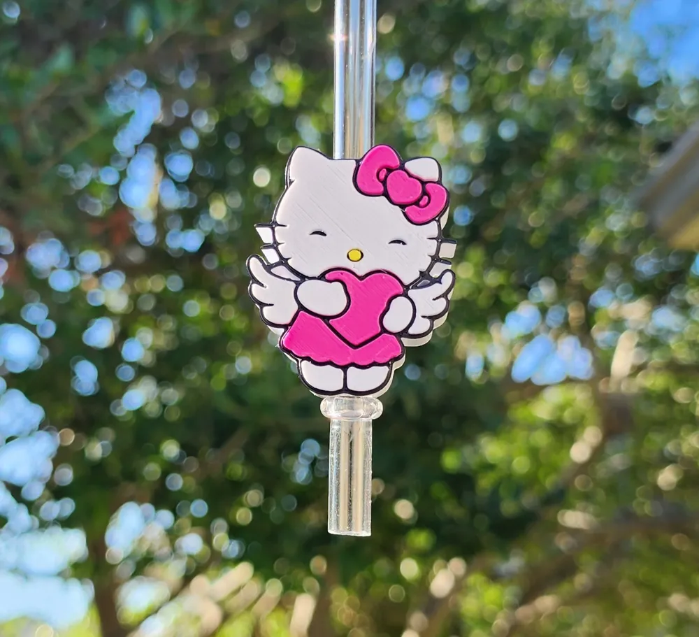 Hello Kitty Angel Straw Topper - Free 3D Print Model - MakerWorld