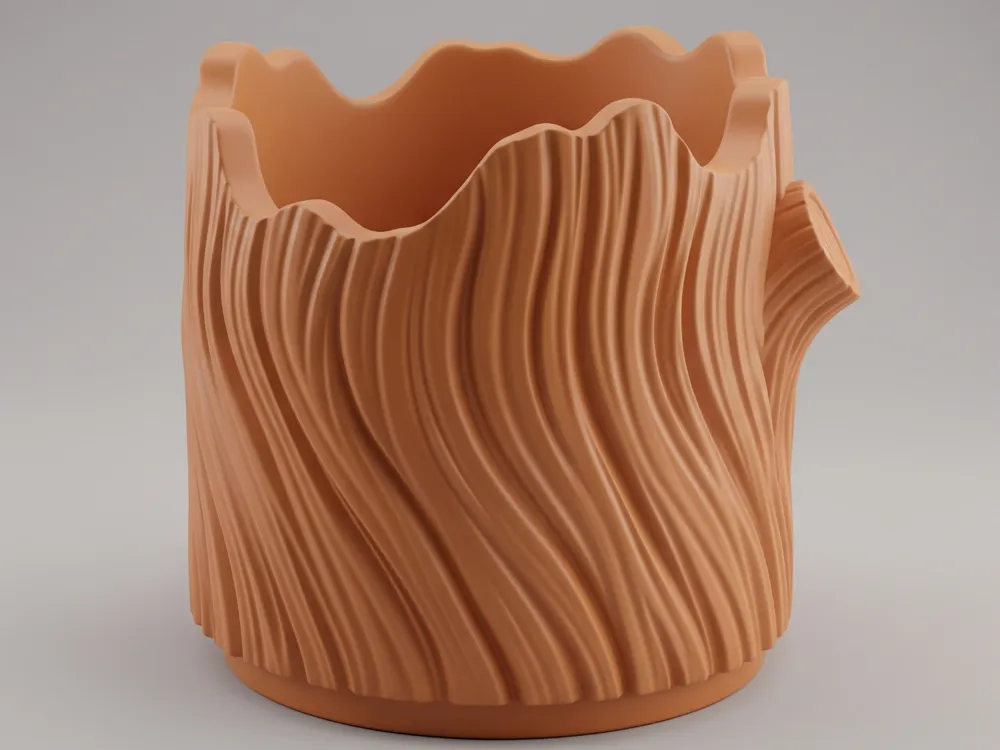 Rustic Tree Trunk Planter - Free 3D Print Model - MakerWorld
