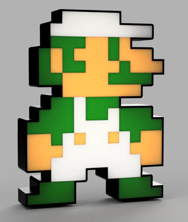 Two-sided Mario and Luigi Retro 8-bit LED Lamp by BeeTee 3D - MakerWorld