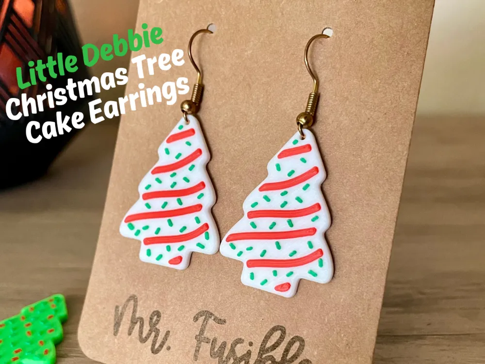 LIttle Debbie Christmas Tree Cake Earrings by Mr.Fusible MakerWorld ...
