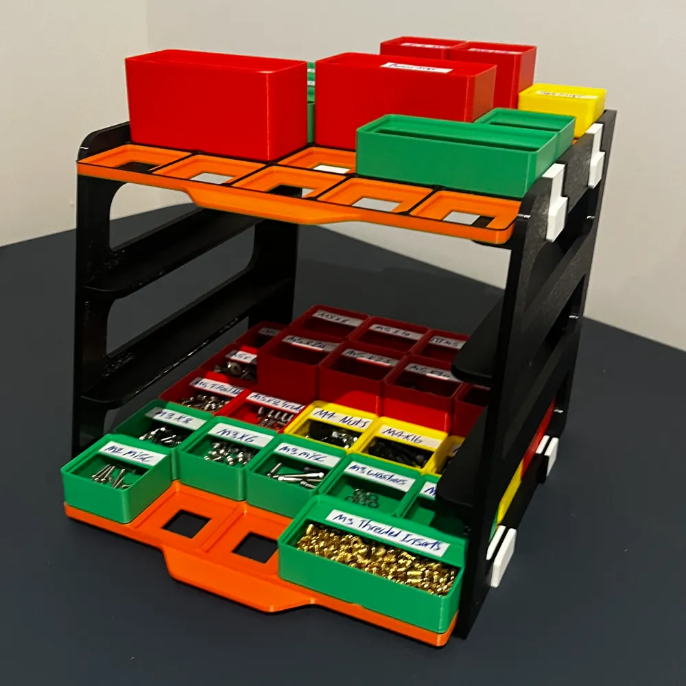 5x5 Gridfinity 4 Tray Storage Rack by Fresh3Design MakerWorld: Download Free 3D Models
