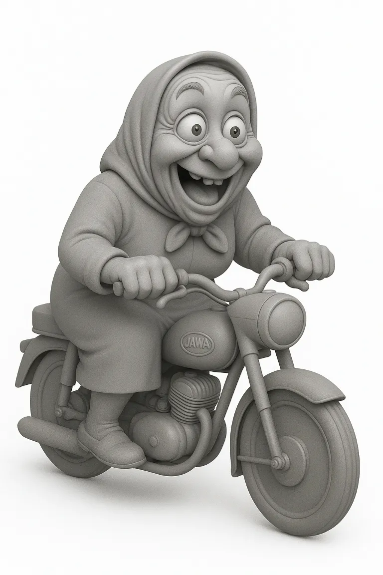 Mormor på motorcykel - Gratis 3D utskrifts modell - MakerWorld