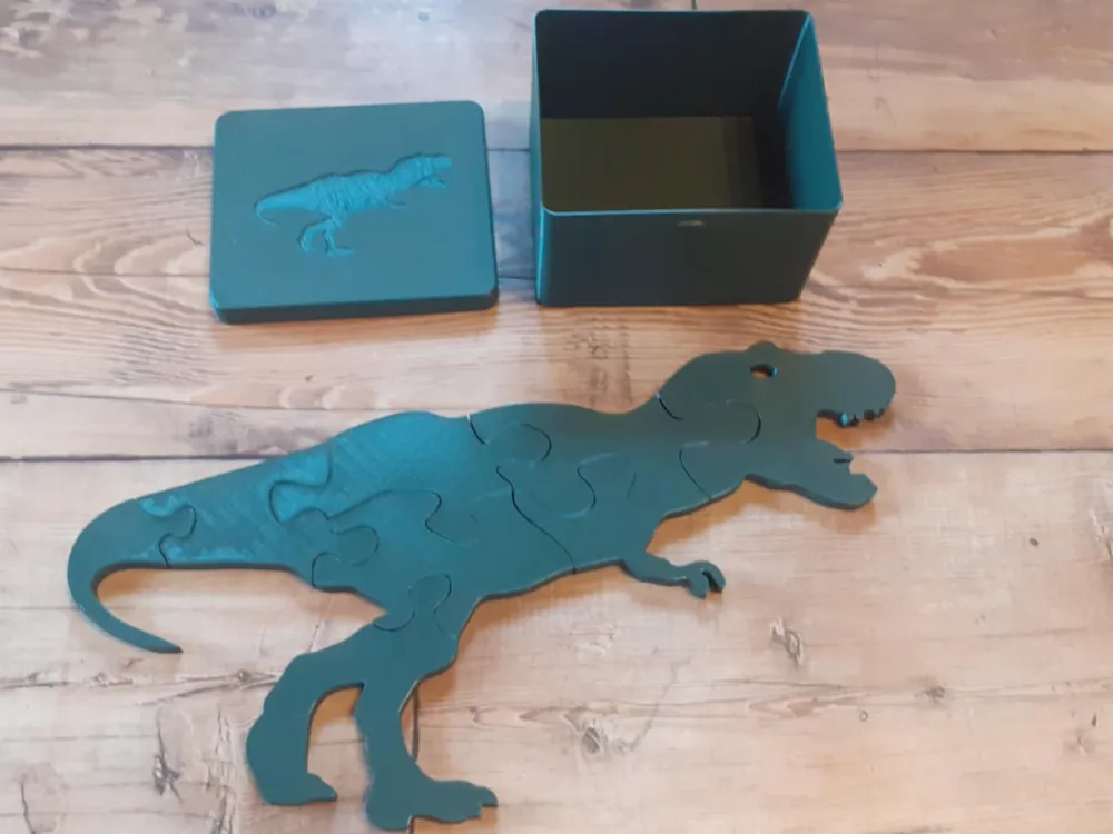 T-Rex 2D puzzle + box by Hutnik - MakerWorld