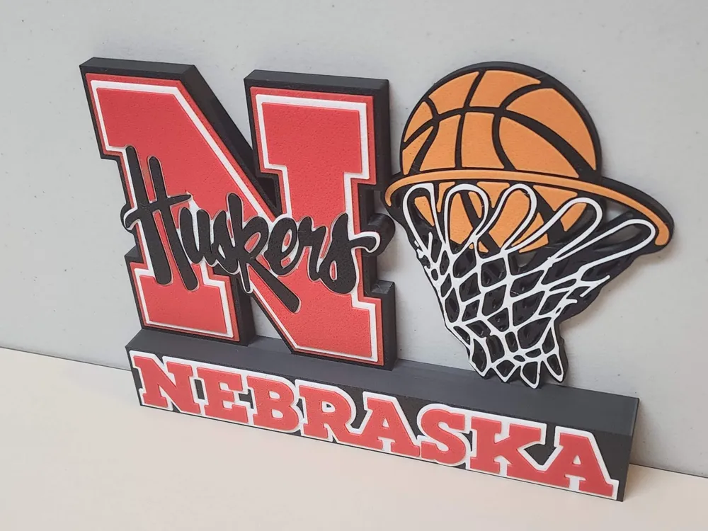 Nebraska Huskers Basketball Desk or Wall Display - Free 3D Print Model ...