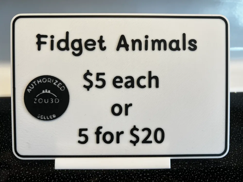 Fidget Animal Price Sign Remixed by Whitney VanWijk MakerWorld ...
