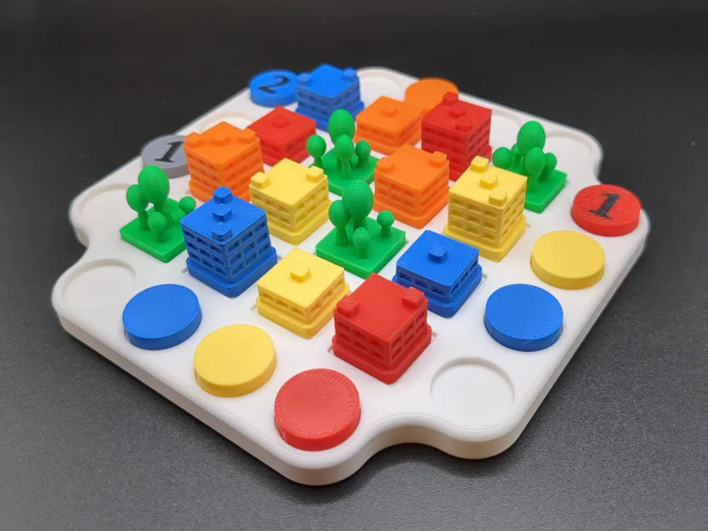 Colored Skyscrapers - Logic puzzle game - Free 3D Print Model - MakerWorld