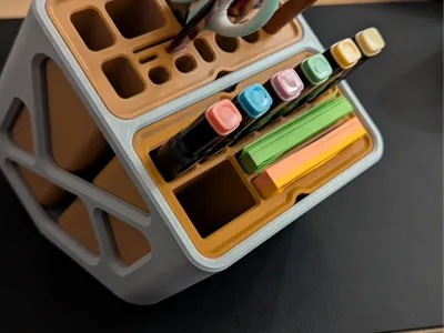 Modular Desk Organiser Bin for Markers & Post-Its - Free 3D Print Model ...