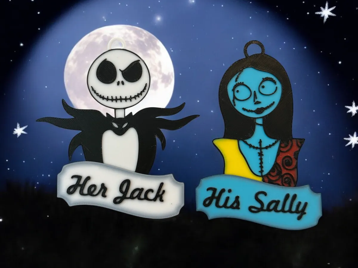 Enfeites e chaveiros Jack e Sally - Modelo gratuito para impressão 3D ...