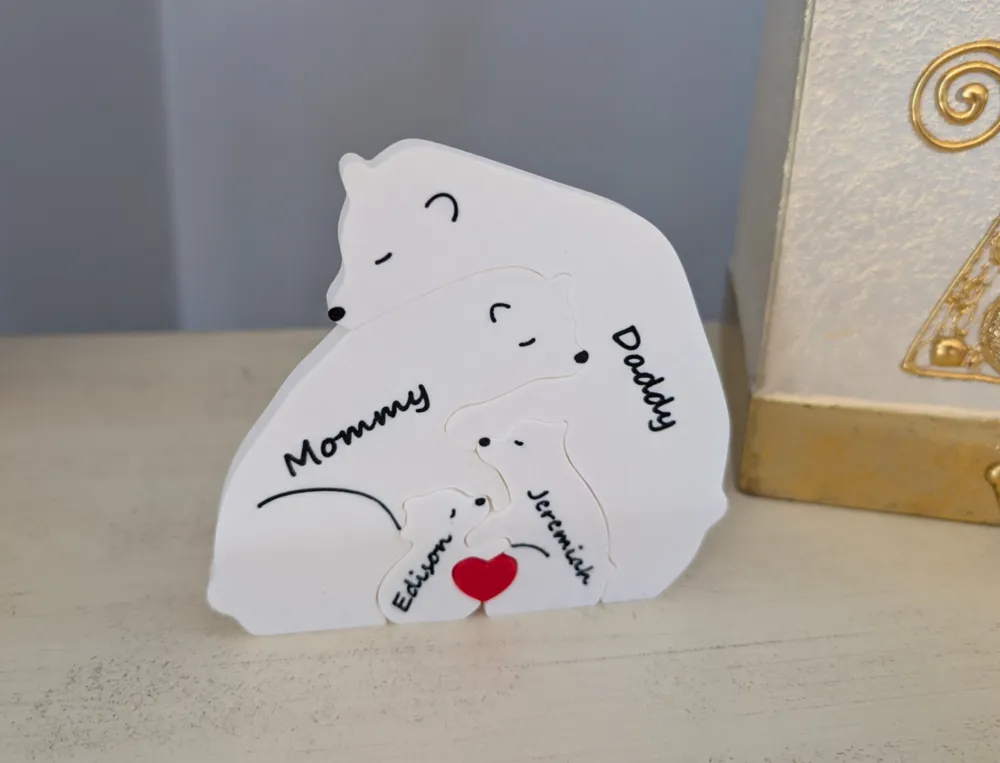 Polar Bear Family of 4 Puzzle (Customizable) - Free 3D Print Model ...