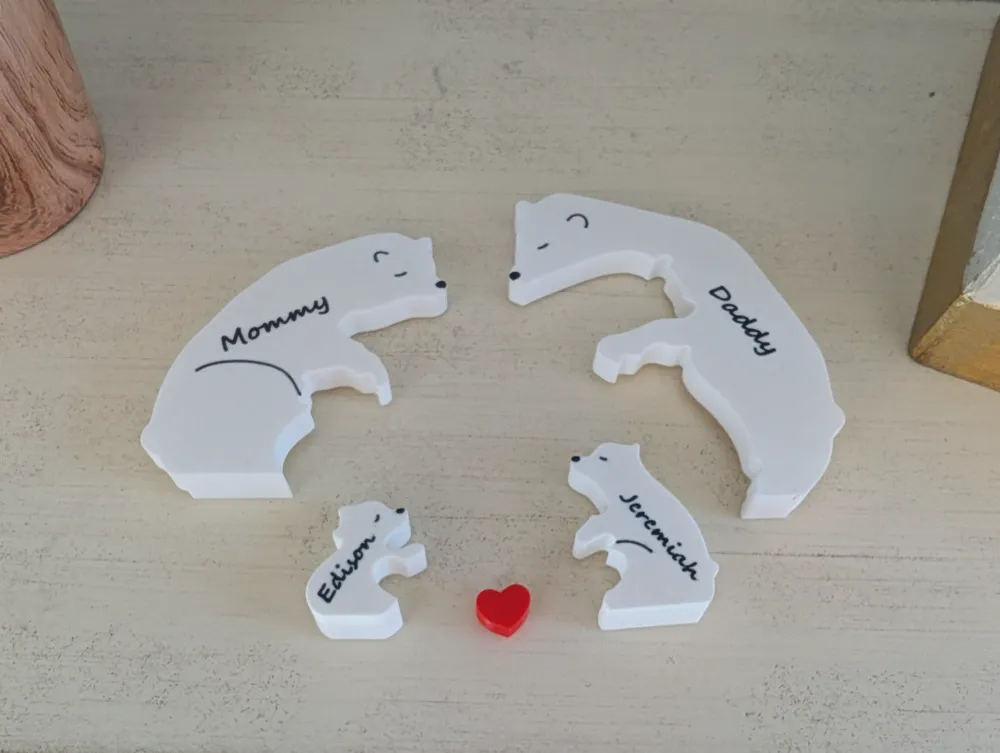 Polar Bear Family of 4 Puzzle (Customizable) - Free 3D Print Model ...
