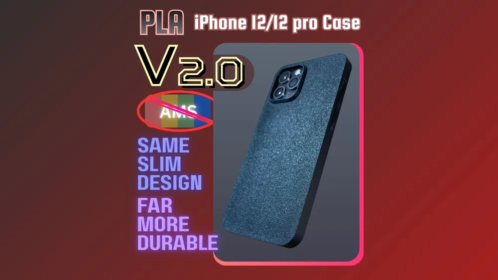 V2 PLA iphone 12/12 pro ultra slim case NO AMS - Free 3D Print Model ...