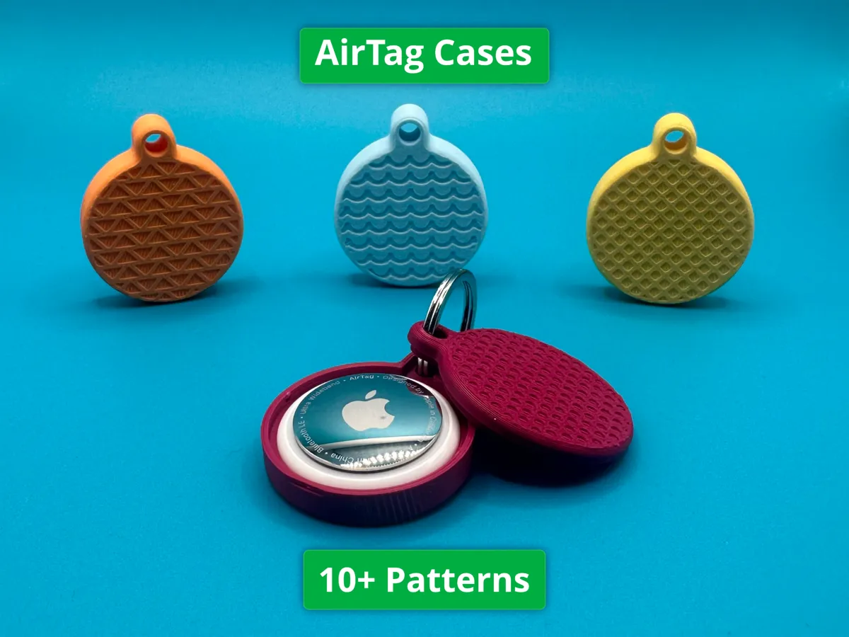 Round AirTag Case/Keyring Holder with Pattern - Free 3D Print Model ...