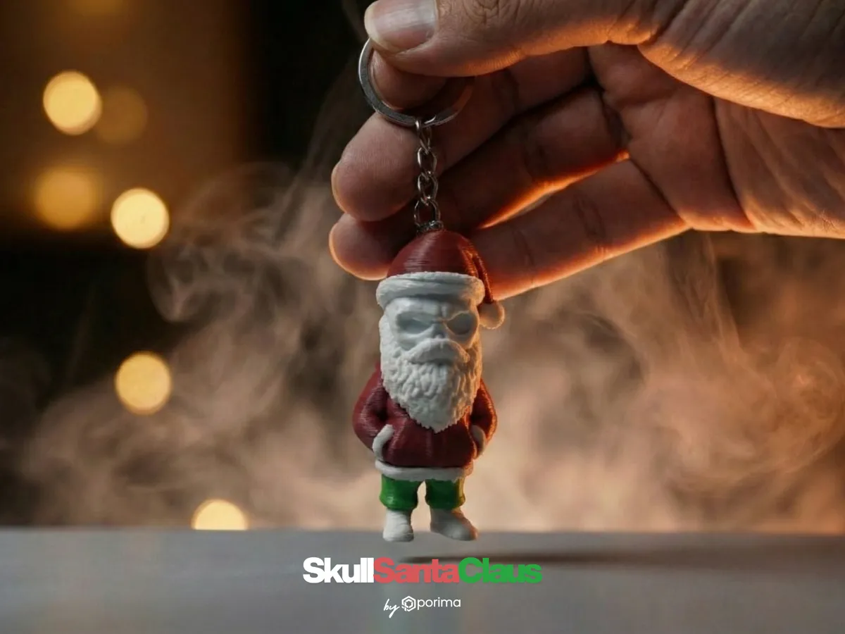 Skull Santa Claus Keychain - Free 3D Print Model - MakerWorld