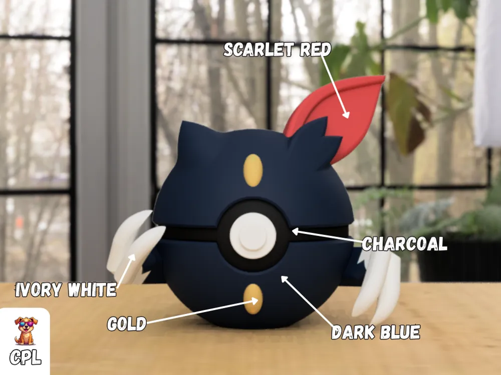 #0215 - Sneasel Pokeball - Free 3D Print Model - MakerWorld