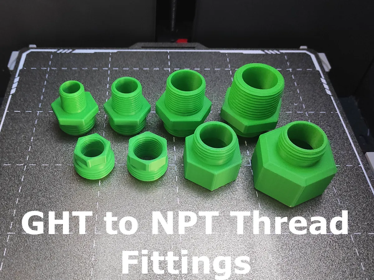 GHT Thread to NPT Thread Fittings Adapters - Free 3D Print Model ...