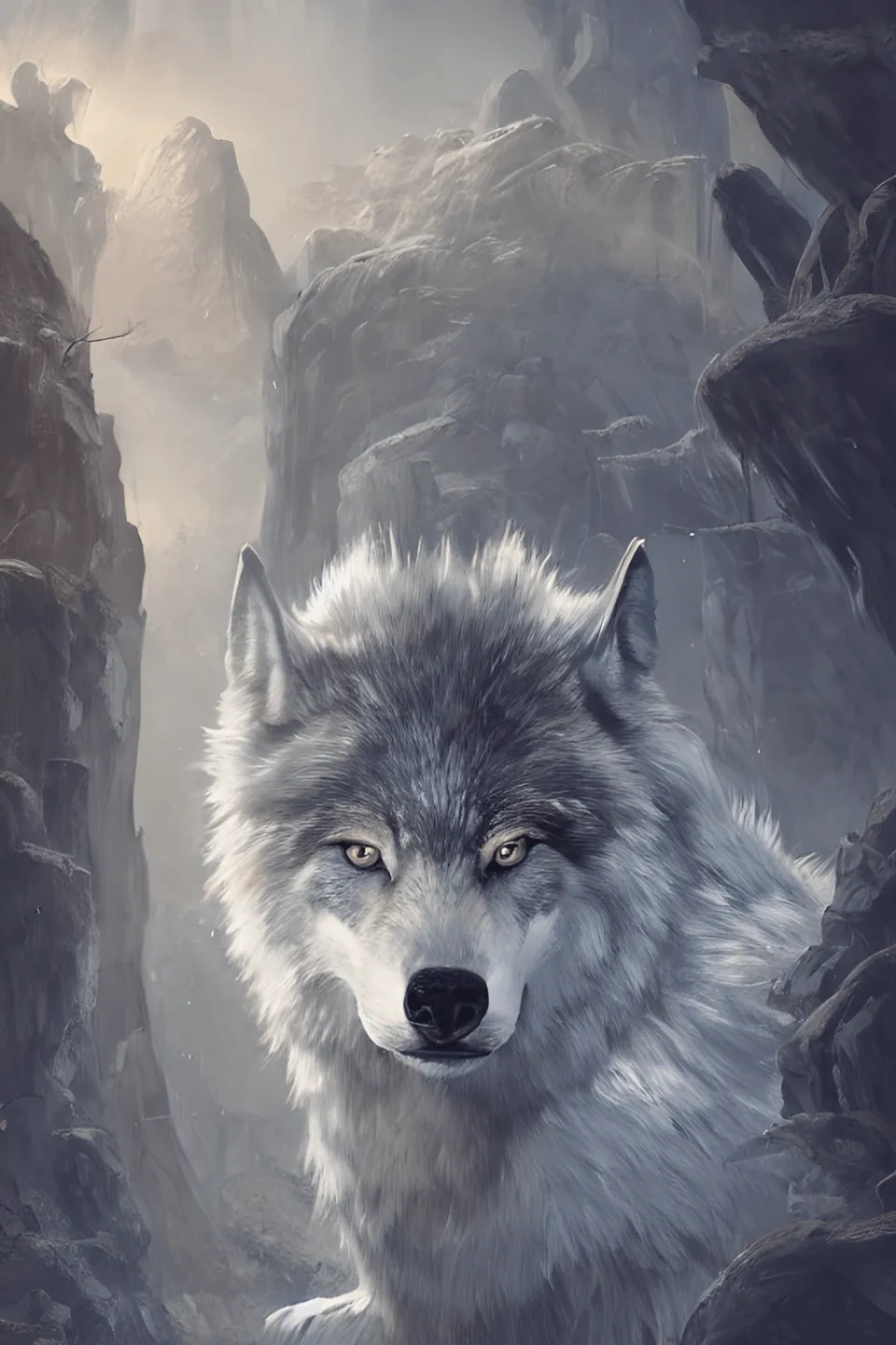 Wolf in the Mountains - Hueforge by Pachyderm MakerWorld: Download Free 3D Models