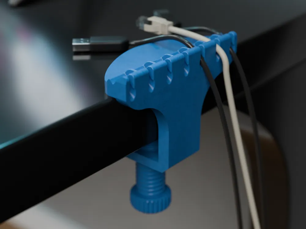 Clamp-On Desk Cable Holder - Free 3D Print Model - MakerWorld
