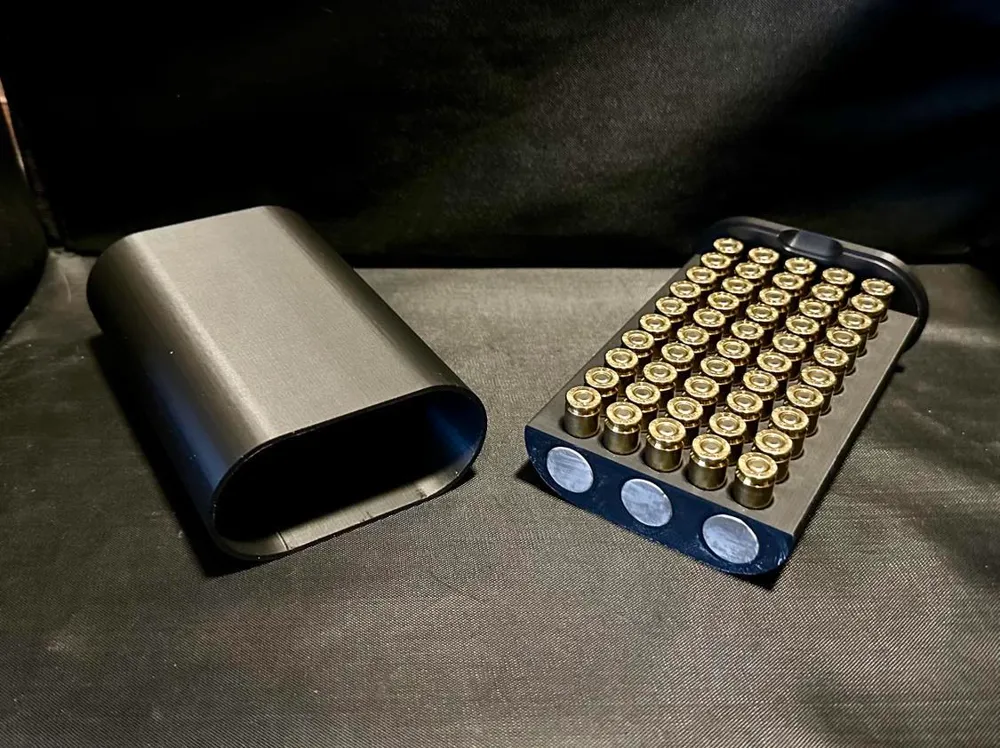 Modern 9mm Ammo Box - 50 Rounds - Magnetic Close by BATTCAVE - MakerWorld