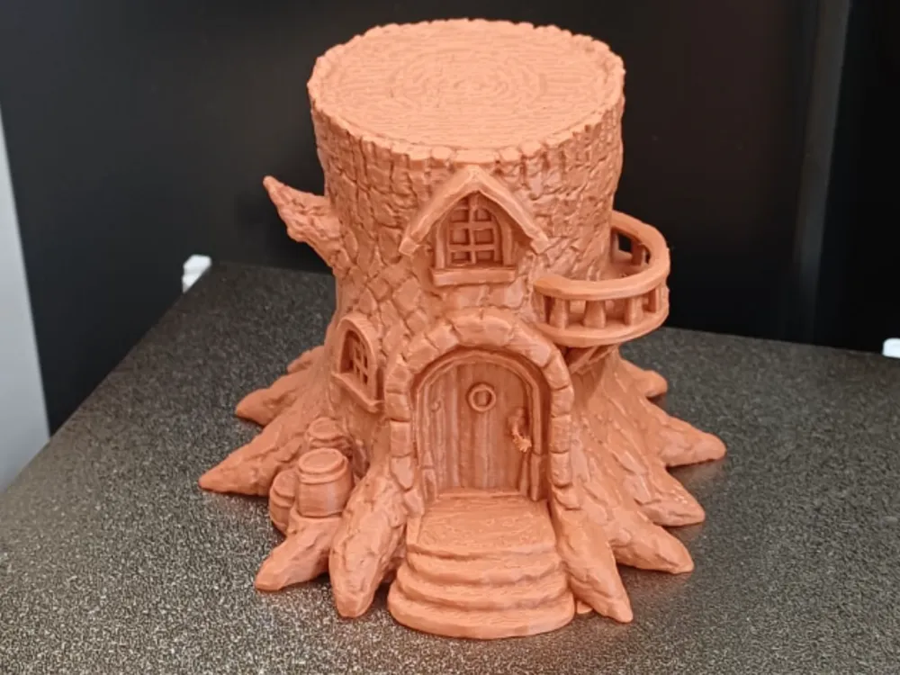 Fantasy Tree Stump House (not hollow) - Free 3D Print Model - MakerWorld
