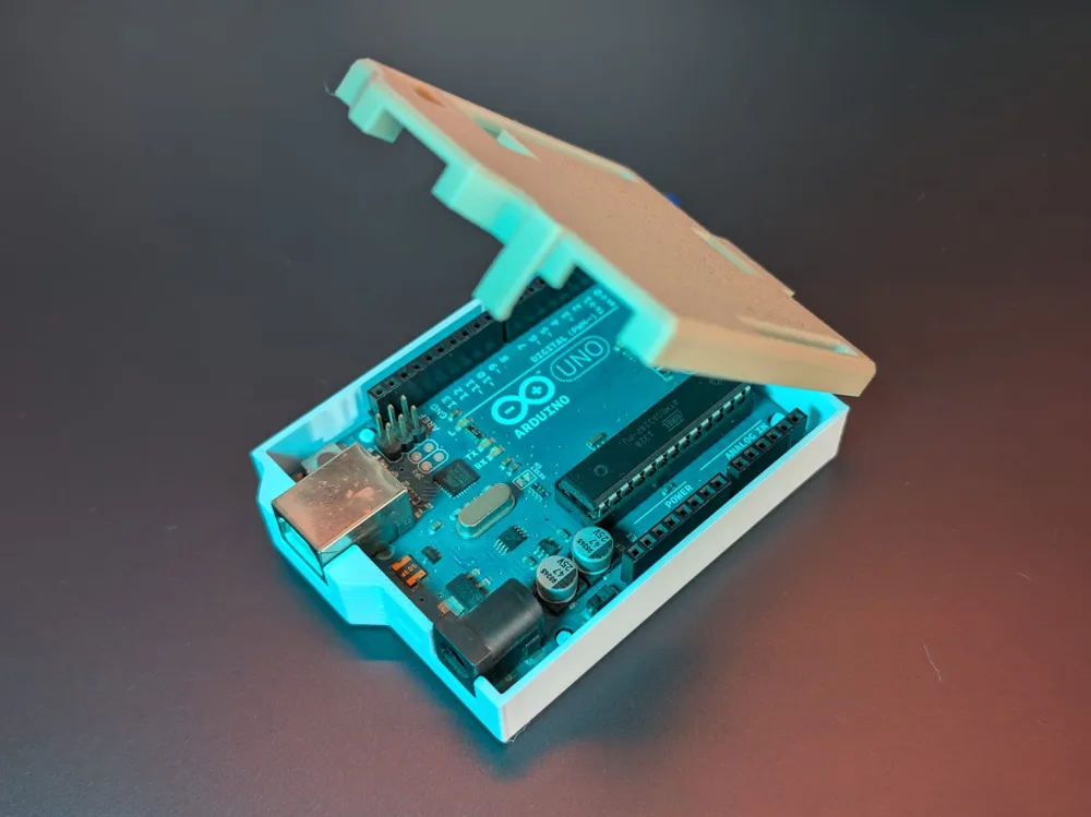 Arduino Uno Case Holder with PLA Filament Hinge - Free 3D Print Model ...
