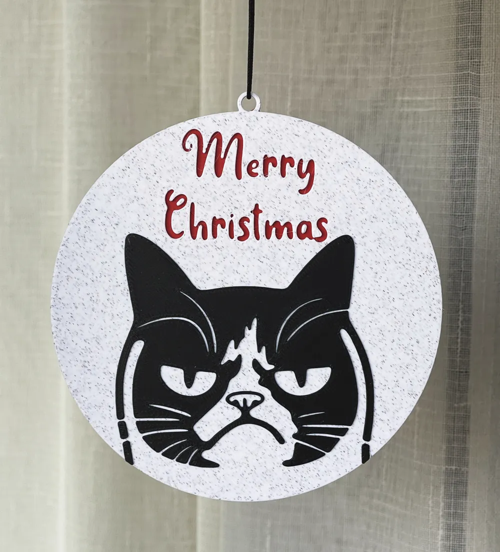 Grumpy cat ornament for Christmas by FlorinV - MakerWorld