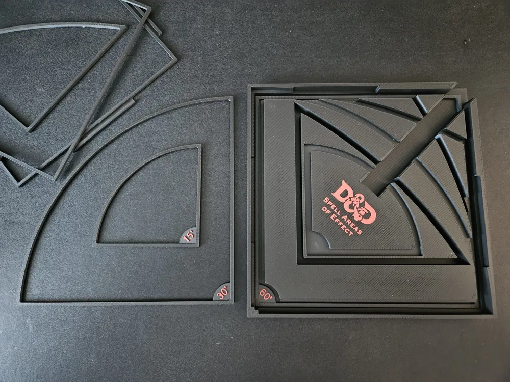DnD 90° 60ft 30ft & 15ft Cone Spell Templates - Free 3D Print Model ...