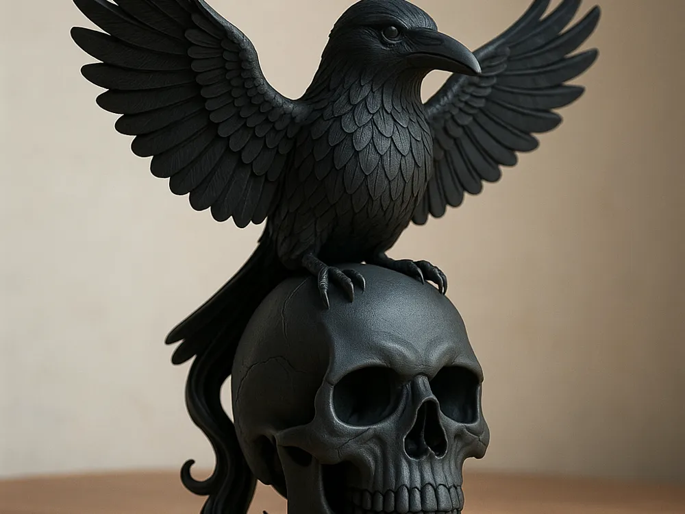 skull and raven angel of death - Free 3D Print Model - MakerWorld