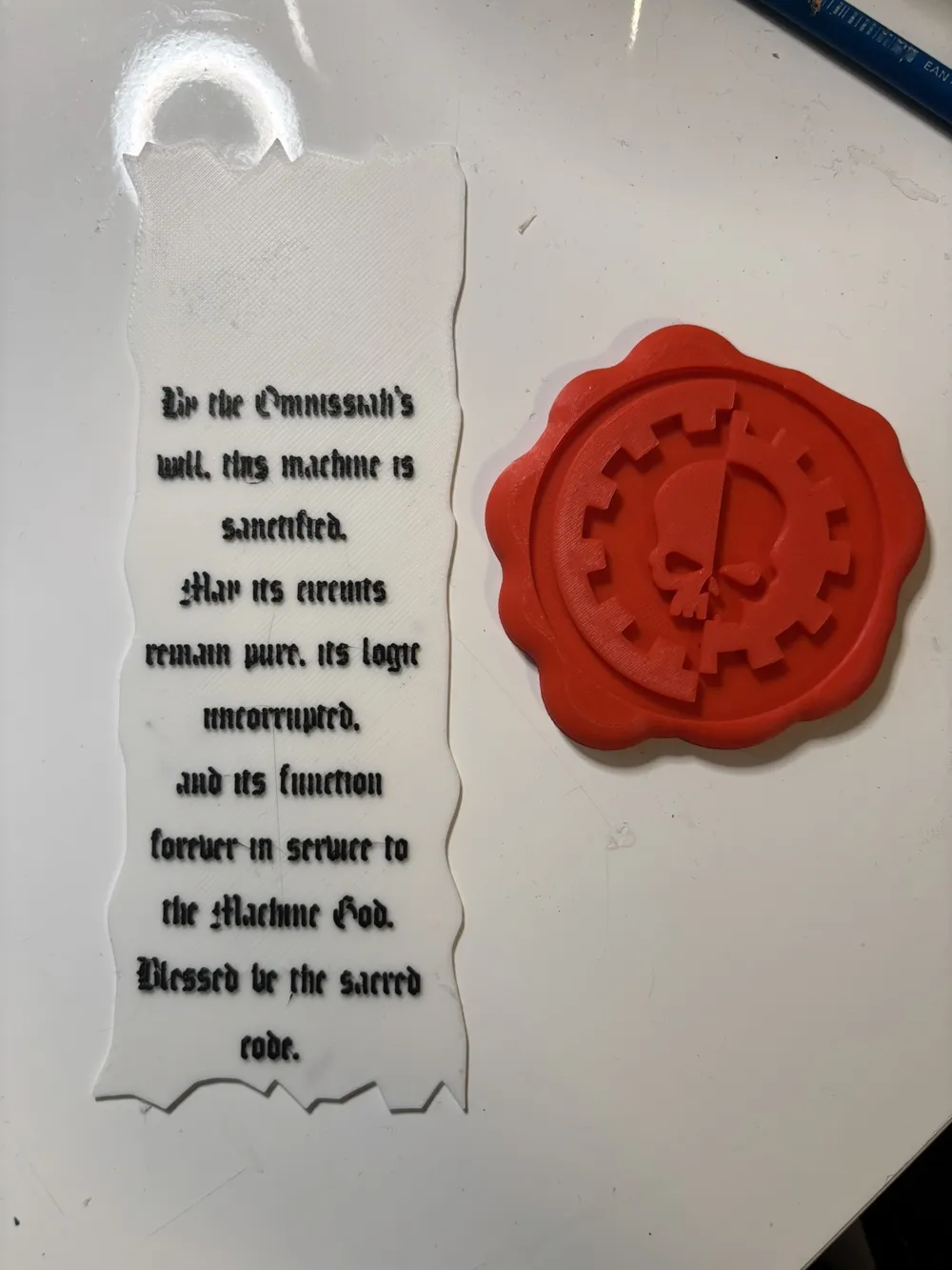 AdeptusMechanicus Purity Seal with Integrated Text - Free 3D Print ...