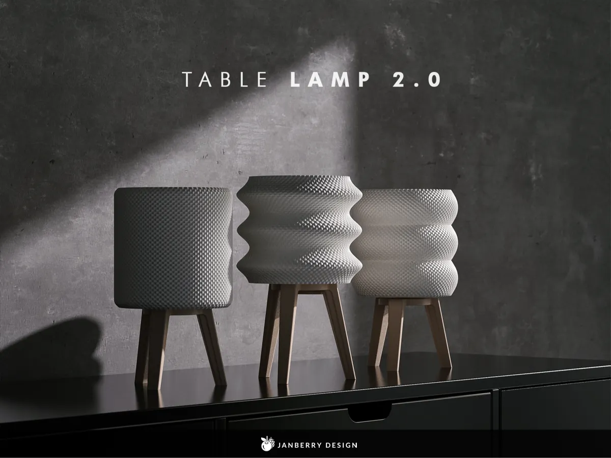 Tripod Lamp 2.0 - 3 different Shade Options - Free 3D Print Model ...