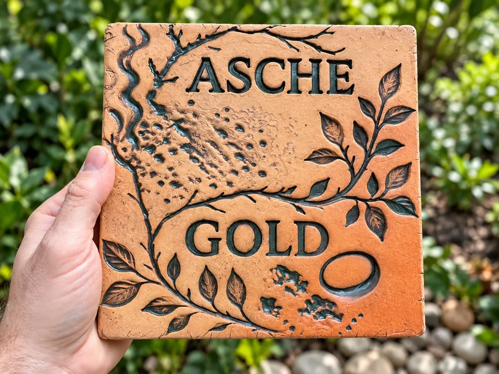 GOLD & ASCHE – Ceramic Tile Relief Stamp - Free 3D Print Model - MakerWorld