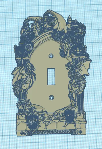 Dragon and Forest Castle Switch Plate Remixed by Eric - MakerWorld