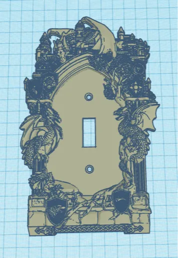 Dragon and Forest Castle Switch Plate Remixed by Eric - MakerWorld